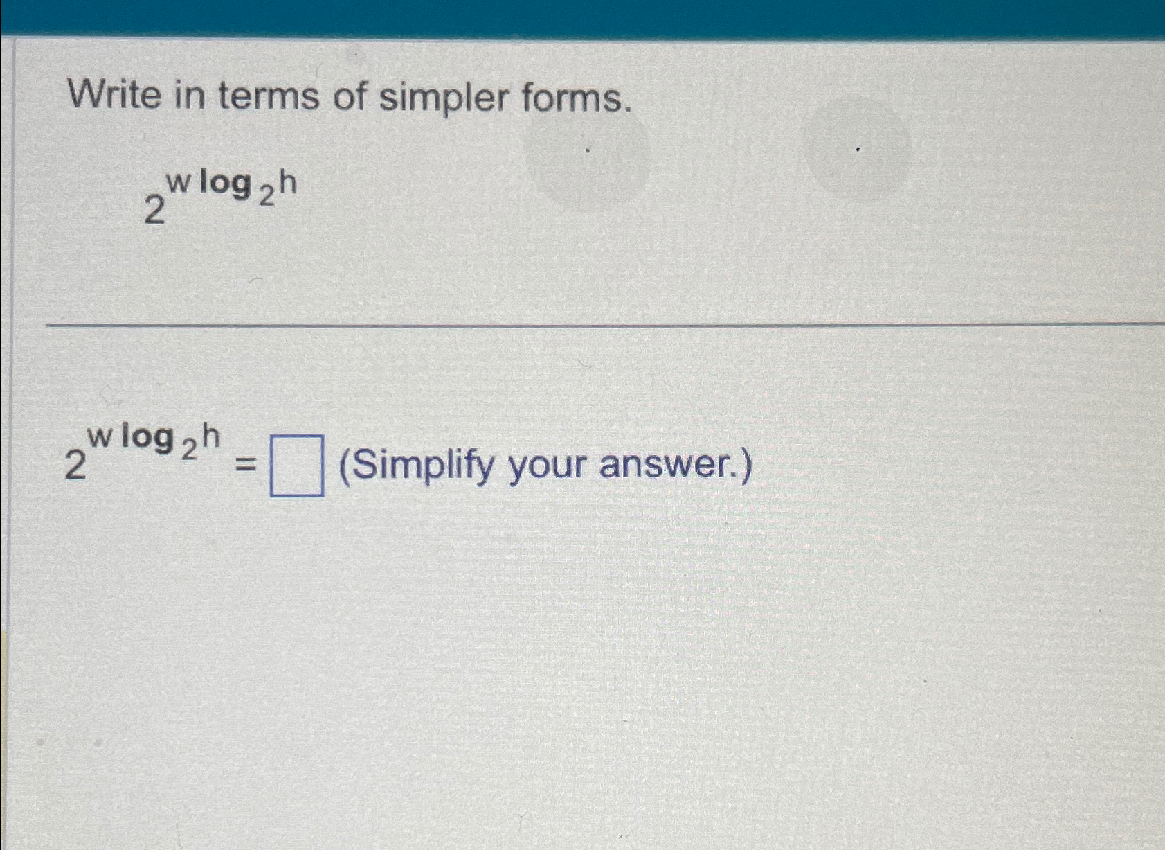 Solved Write in terms of simpler | Chegg.com