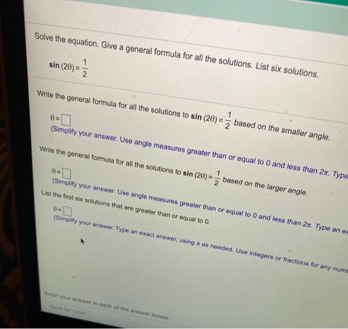 Solved Solve the equation. Give a general formula for all | Chegg.com