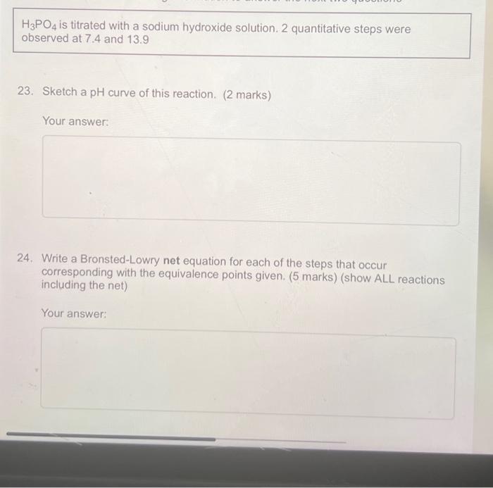 Solved H3PO4 is titrated with a sodium hydroxide solution. 2 | Chegg.com