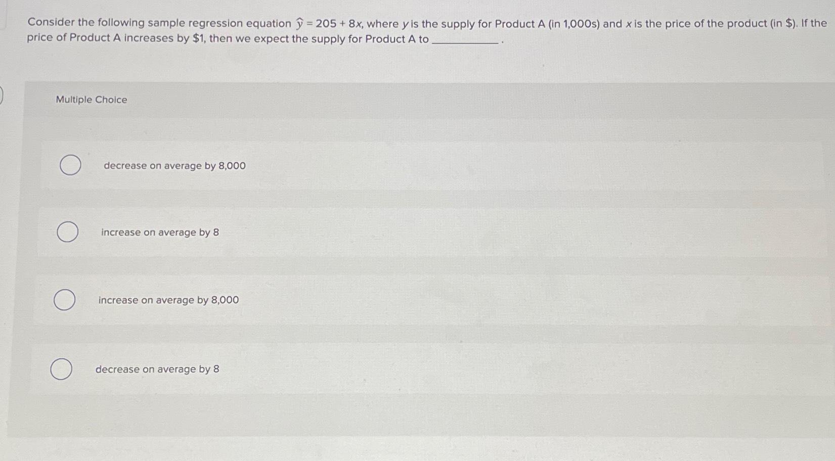 Solved Consider the following sample regression equation | Chegg.com