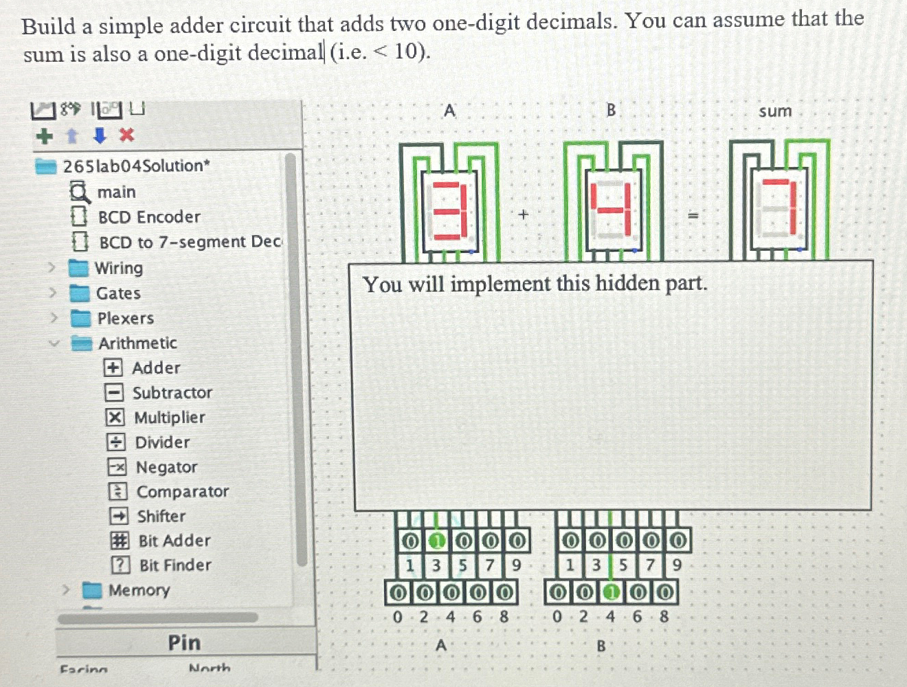 Solved Build a simple adder circuit that adds two one-digit | Chegg.com