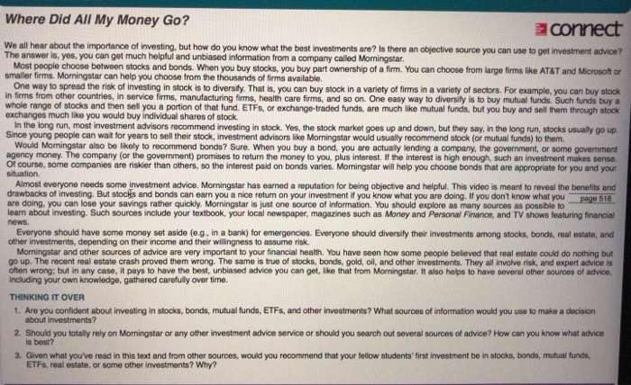 Solved Where Did All My Money Go? connect We all hear about | Chegg.com