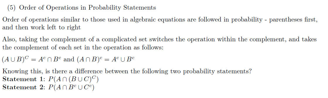 (5) ﻿Order of Operations in Probability | Chegg.com