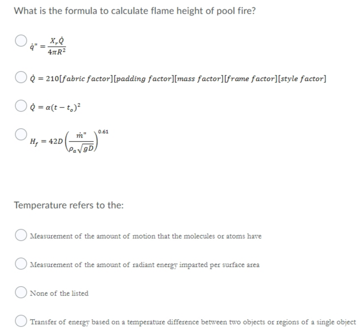 Solved What is the formula to calculate flame height of pool | Chegg.com