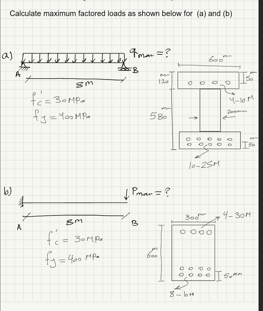 Solved Calculate maximum factored loads as shown below for | Chegg.com