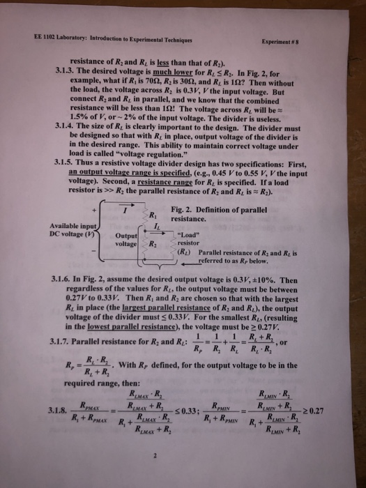 Solved EE 1202 Experiment #8 - Circuit Design Problems 1. | Chegg.com