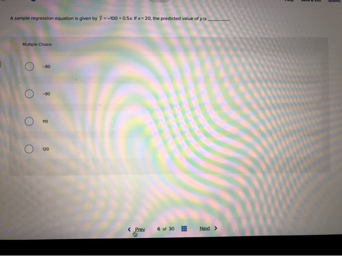Solved A sample regression equation is given by y=-100+ | Chegg.com