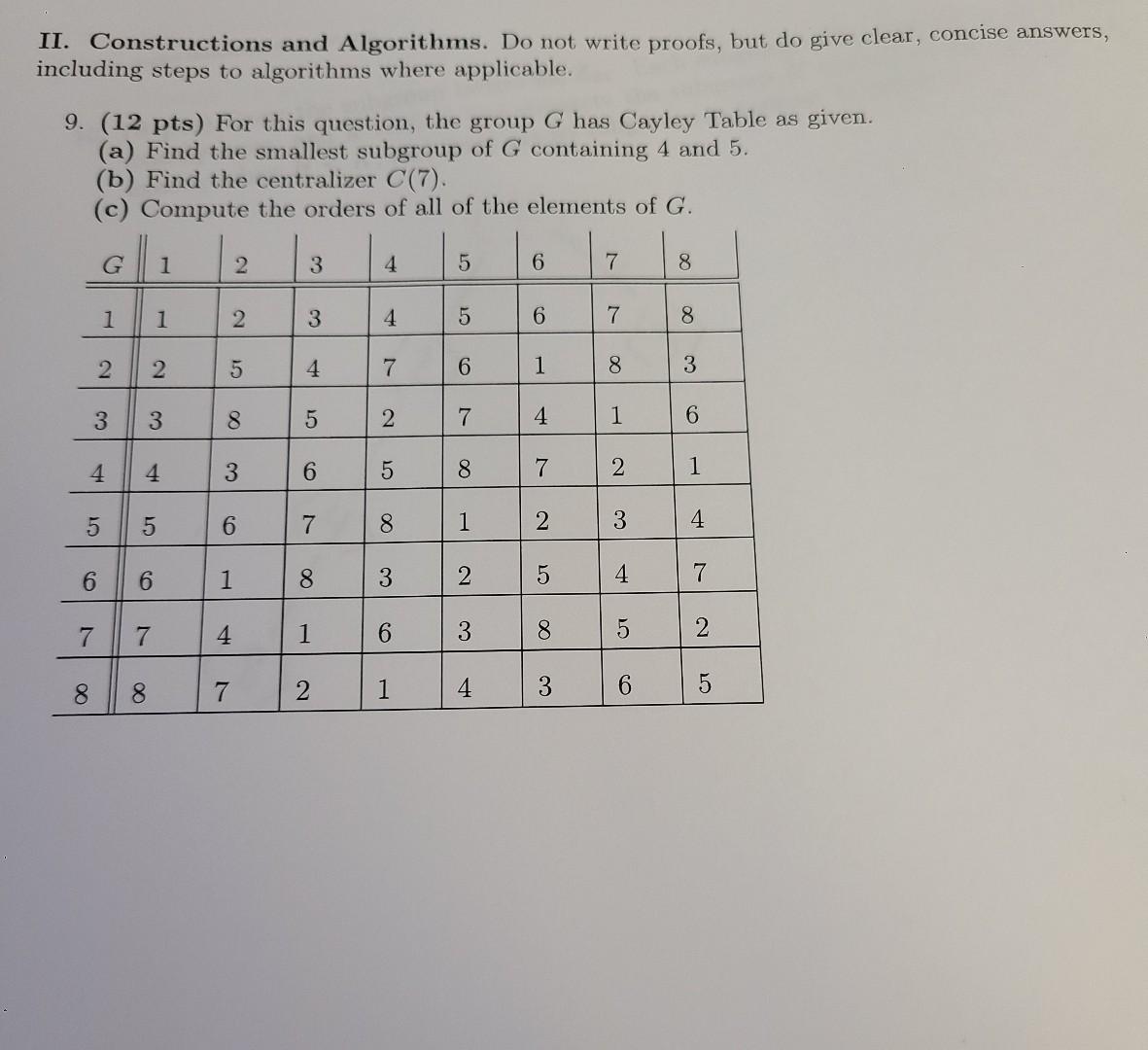 Solved II. Constructions and Algorithms. Do not write | Chegg.com