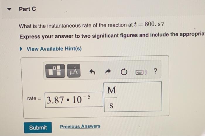 Solved An average reaction rate is calculated as the change | Chegg.com
