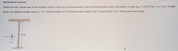 Solved Buckling of column: Determine the critical load of | Chegg.com