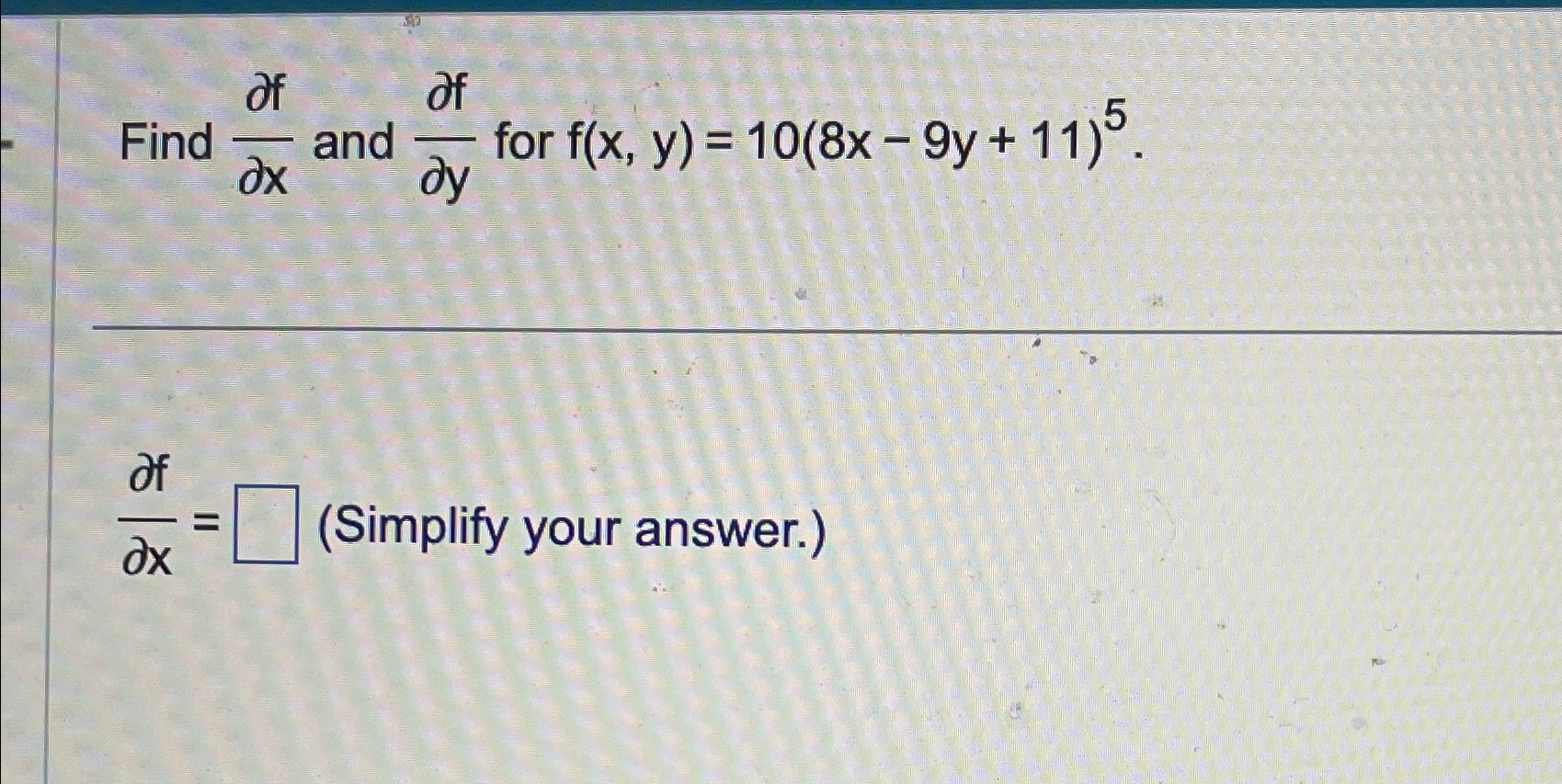 Solved Find delfdelx ﻿and delfdely ﻿for | Chegg.com