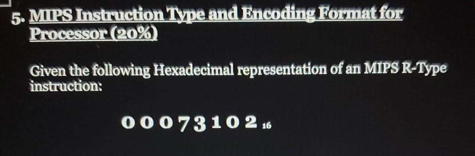 Solved 5. MIPS Instruction Type and Encoding Format for | Chegg.com