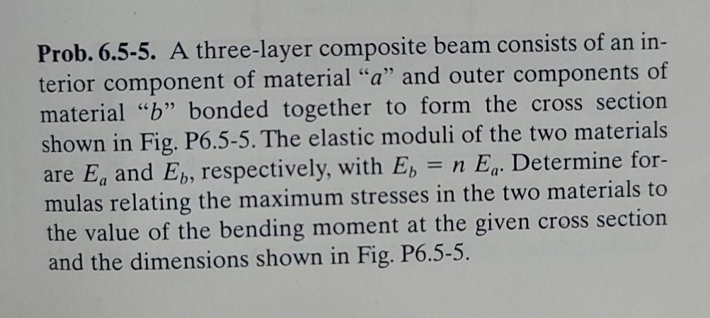 Solved Prob. 6.5-5. A three-layer composite beam consists of | Chegg.com