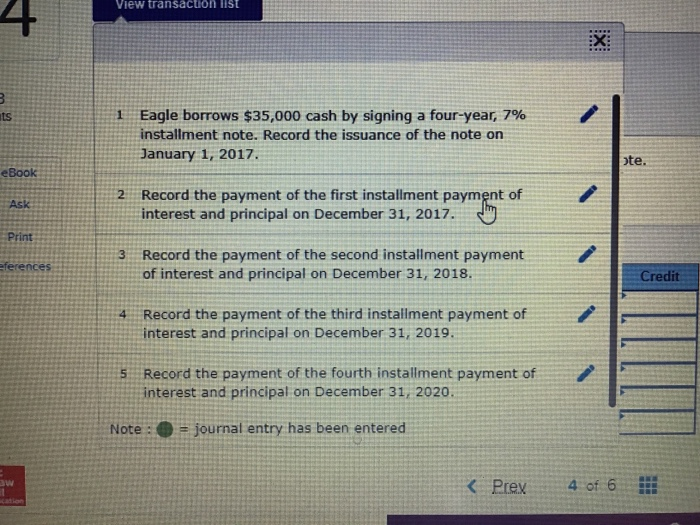 Solved Exercise 10-11 Installment note entries LO C1 On | Chegg.com