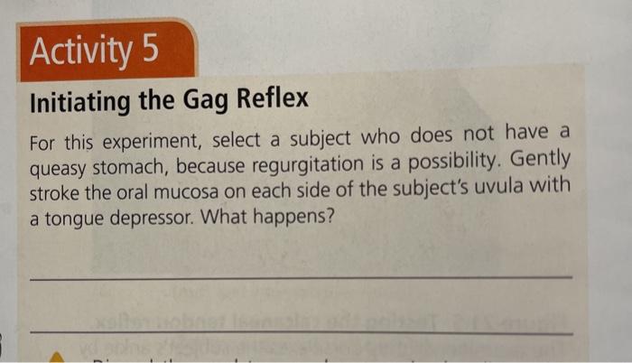 Solved Activity 5 Initiating the Gag Reflex For this | Chegg.com