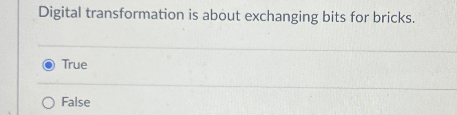 Solved Digital transformation is about exchanging bits for | Chegg.com