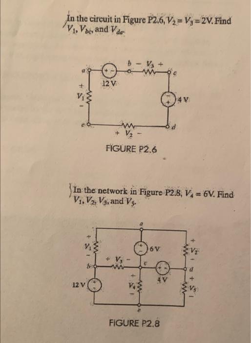 Solved In the circuit in Figure P2,6,V2=V3=2 V. Find V1,Vbc, | Chegg.com