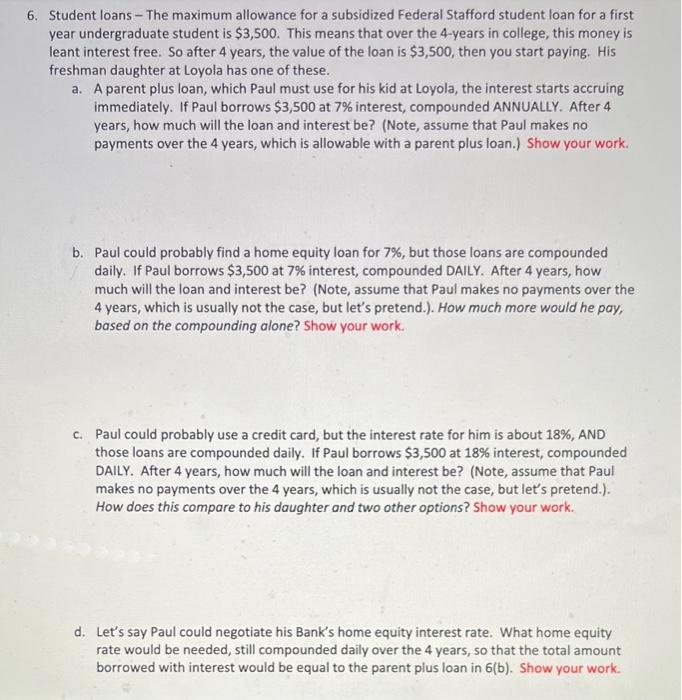 Solved 6. Student loans - The maximum allowance for a | Chegg.com