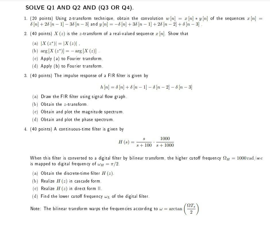Solved 1. (20 points) Using z-transform technique, obtain | Chegg.com
