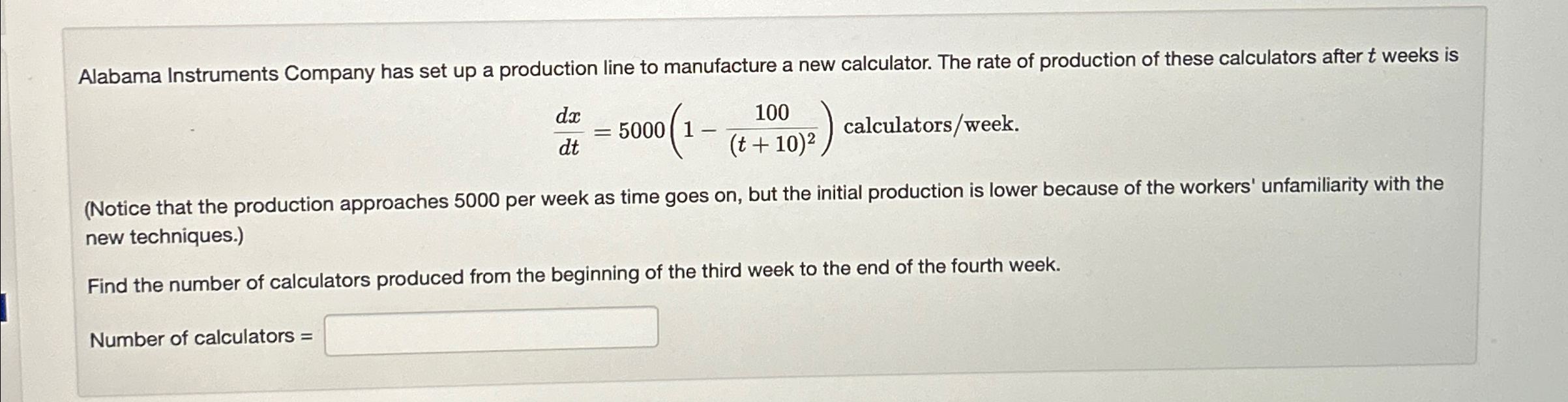 Solved Alabama Instruments Company has set up a production | Chegg.com
