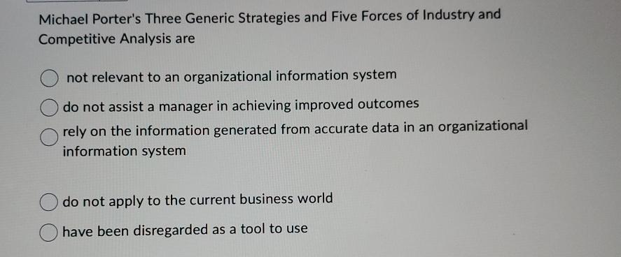 Solved Michael Porter's Three Generic Strategies and Five | Chegg.com