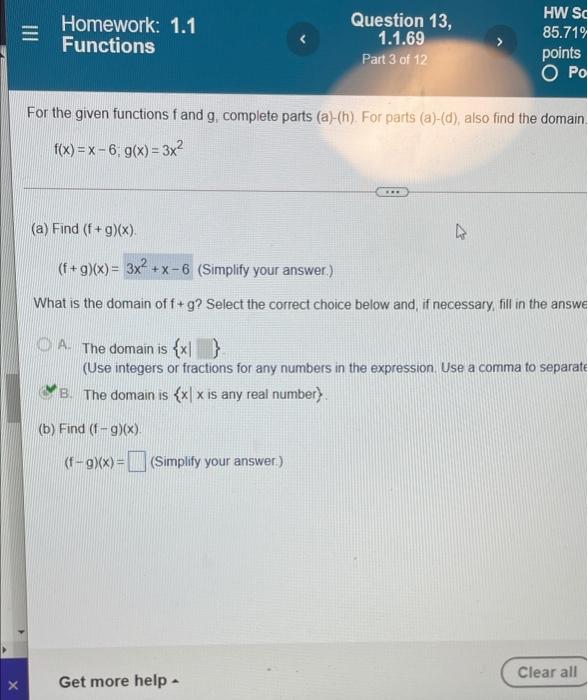 Solved Homework: 1.1 Functions Question 13, 1.1.69 Part 3 of | Chegg.com