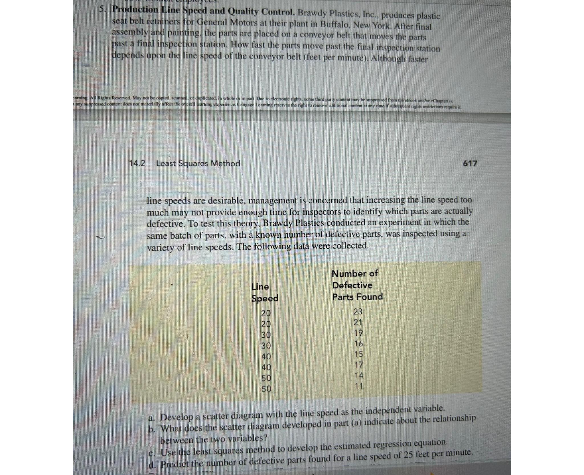 Solved Production Line Speed and Quality Control. Brawdy | Chegg.com