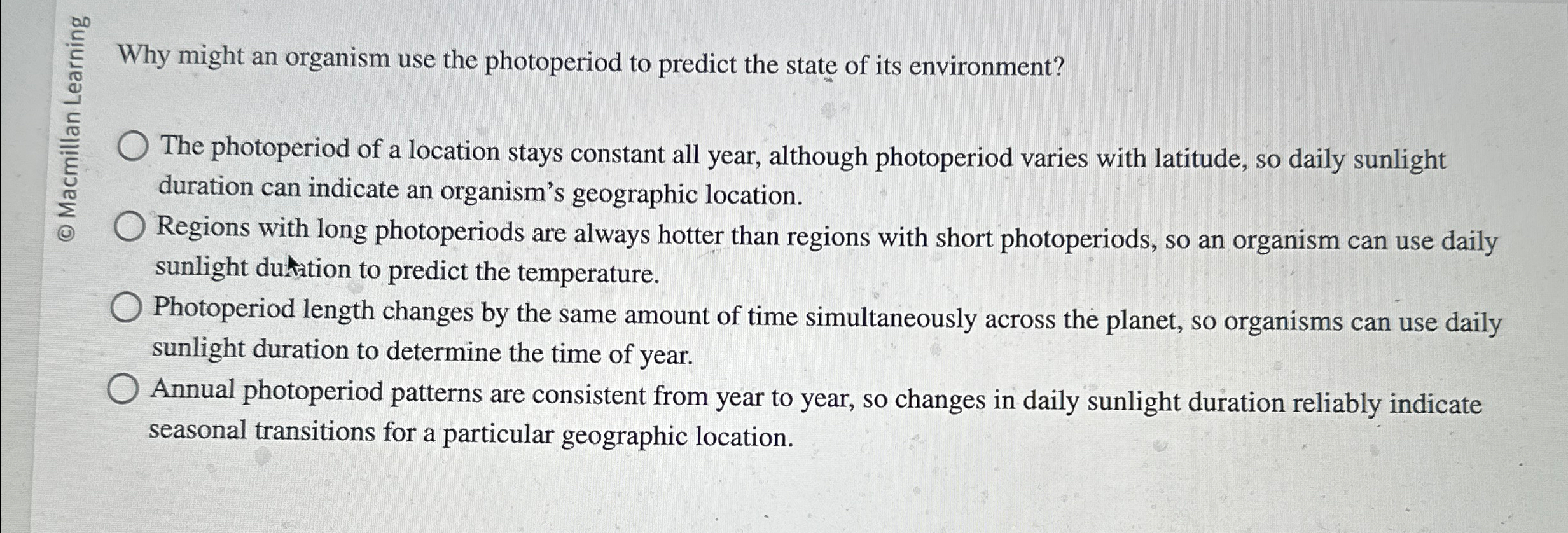 Solved Why might an organism use the photoperiod to predict | Chegg.com
