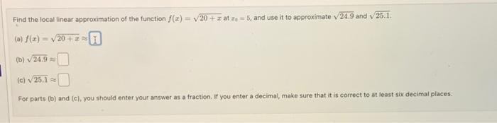 Solved Find The Local Linear Approximation Of The Function 7875
