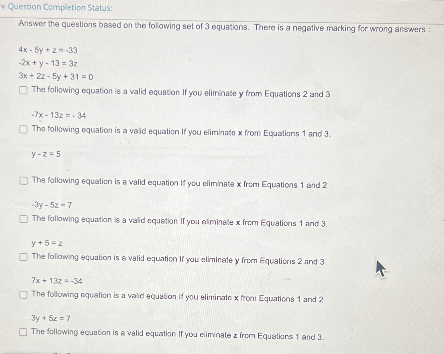 Solved Question Completion Status:Answer the questions based | Chegg.com