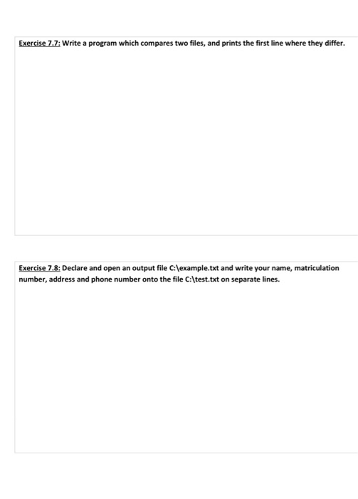 Solved Exercise 77 Write A Program Which Compares Two 2717
