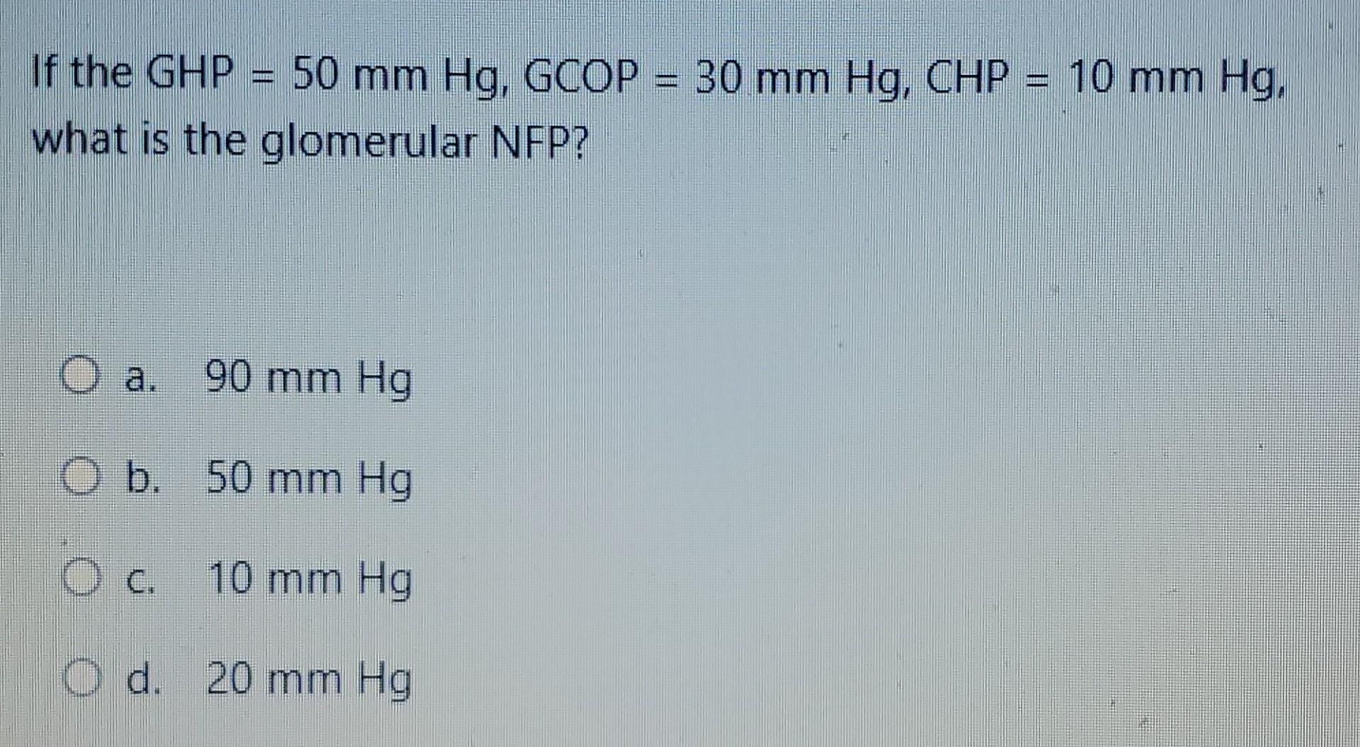 Solved \r\nIf the GHP \\( =50 \\mathrm{~mm} \\mathrm{Hg}, G | Chegg.com