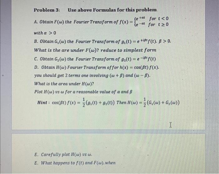 Solved Problem 3: Use above Formulas for this problem A. | Chegg.com