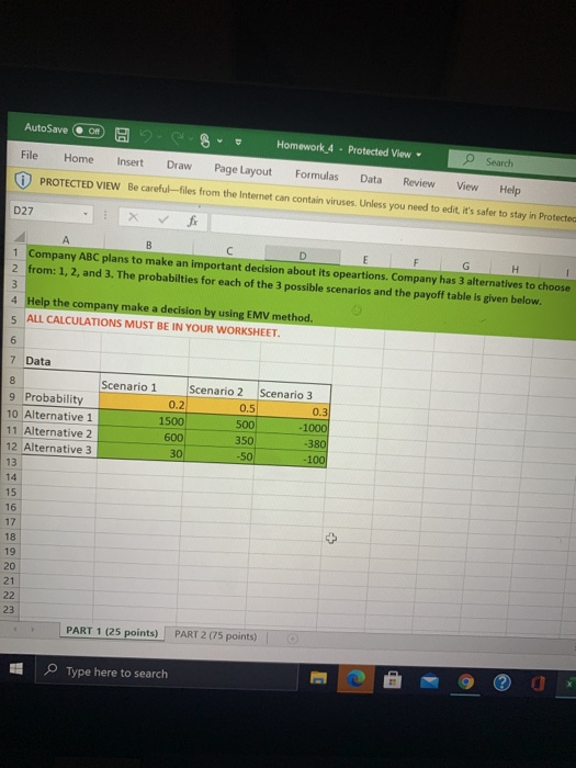 Solved AutoSave 8 File Home Homework 4 . Protected View Page | Chegg.com