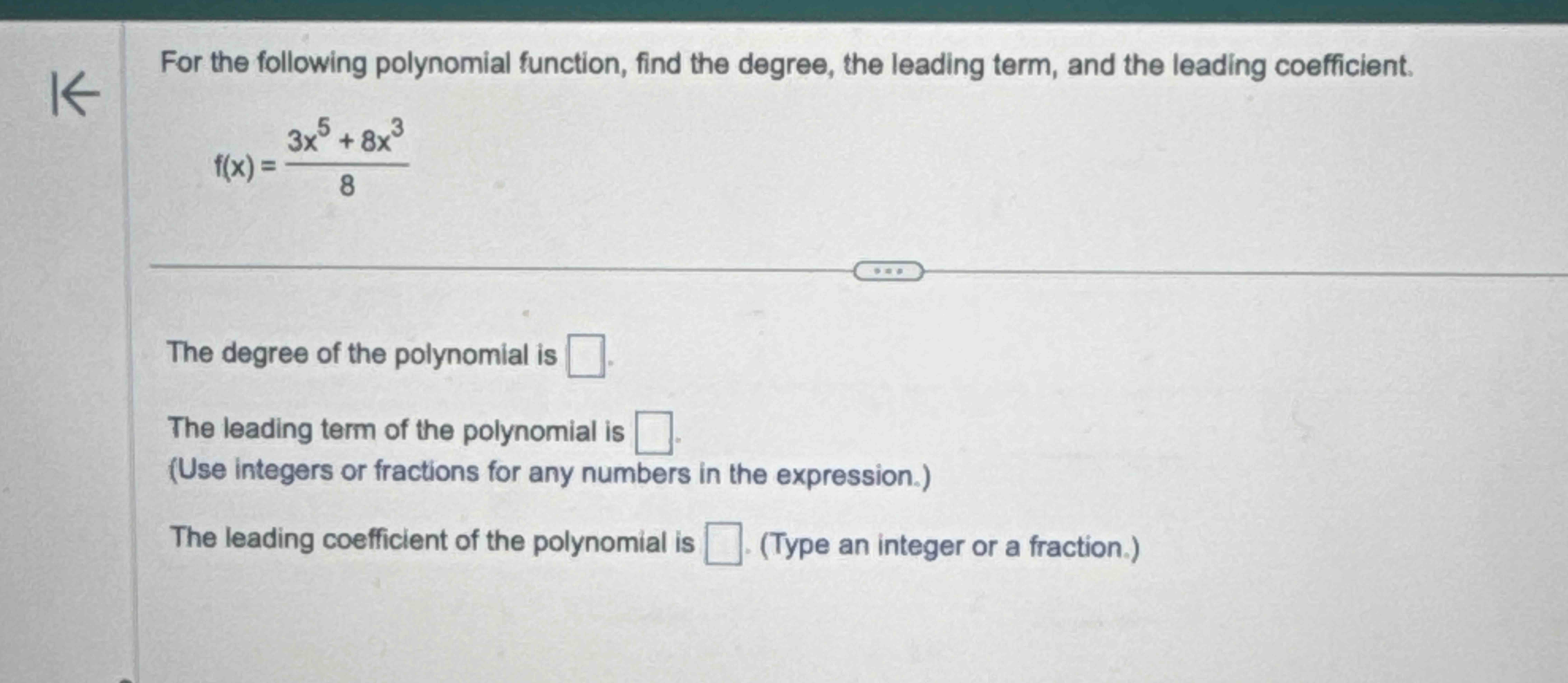 Solved For the following polynomial function, find the | Chegg.com