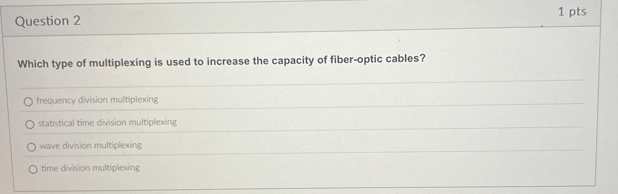 Solved Question 2Which type of multiplexing is used to | Chegg.com