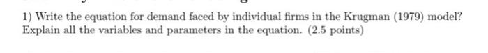 Solved 1) Write the equation for demand faced by individual | Chegg.com