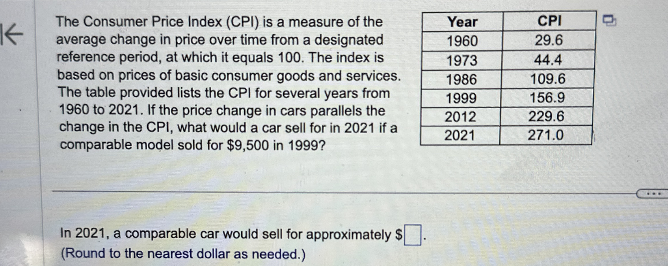 Solved The Consumer Price Index (CPI) ﻿is a measure of the | Chegg.com