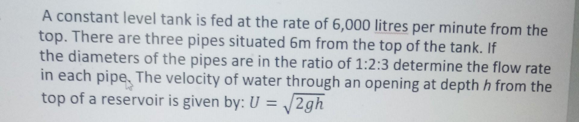 Solved A constant level tank is fed at the rate of 6,000 | Chegg.com