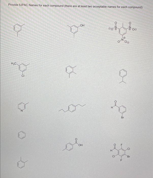 Solved Provide IUPAC Names for each compound (there are at | Chegg.com