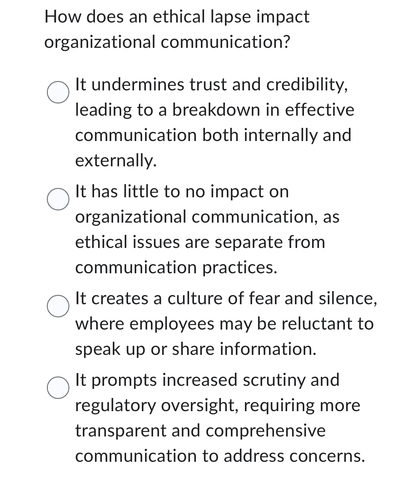 Solved How does an ethical lapse impact organizational | Chegg.com