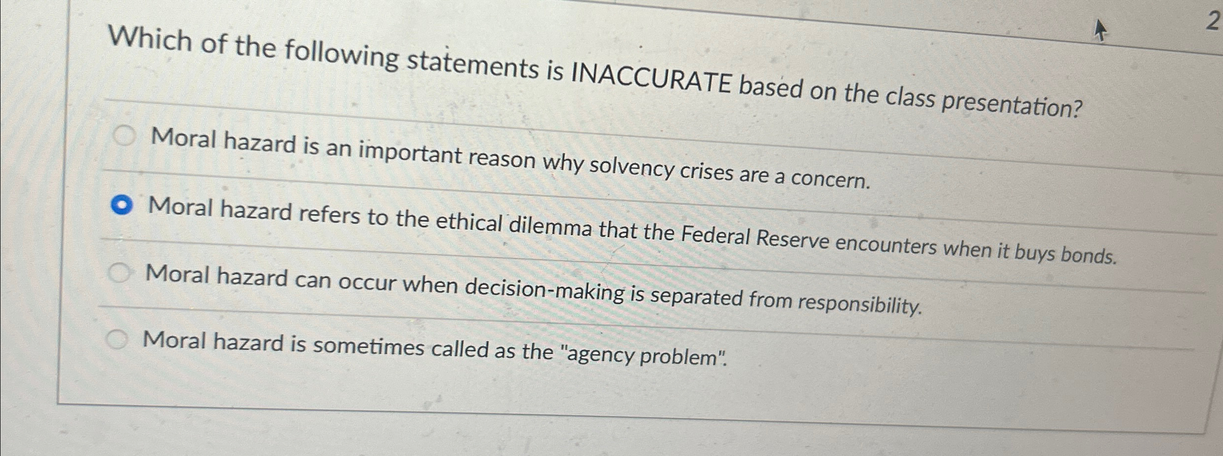 Solved Which of the following statements is INACCURATE based | Chegg.com