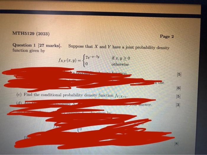 Solved Question 1 [27 marks]. Suppose that X and Y have a | Chegg.com
