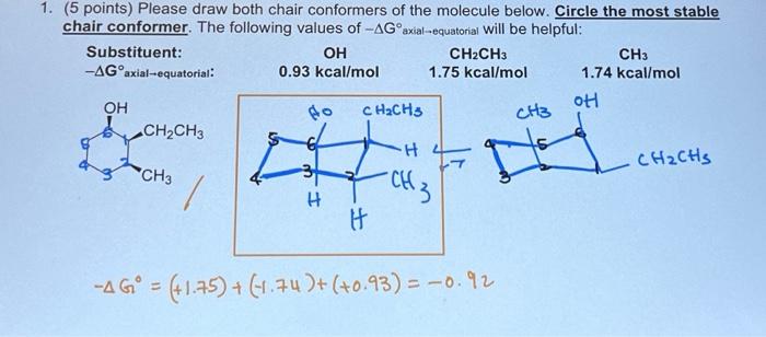 Solved 1. (5 points) Please draw both chair conformers of | Chegg.com