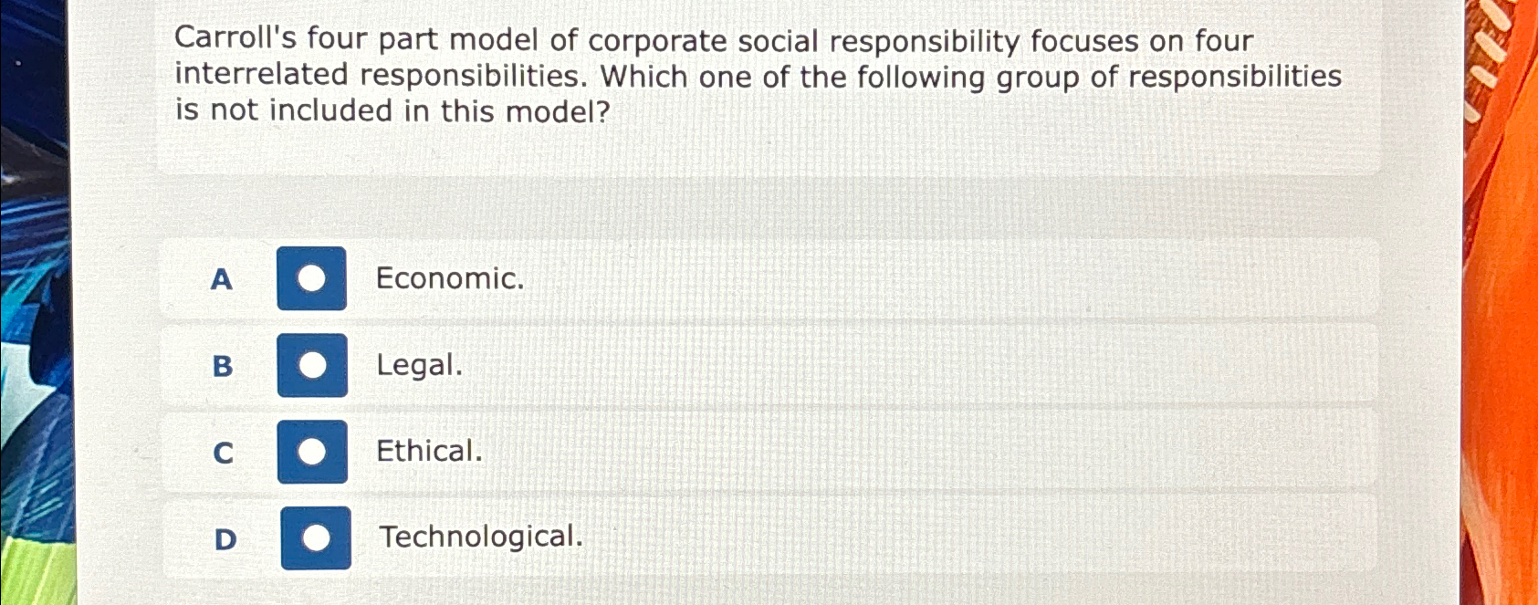 Solved Carroll's four part model of corporate social | Chegg.com