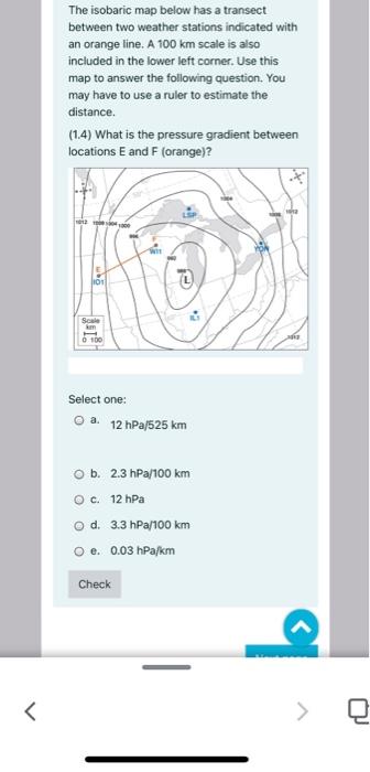 Solved The isobaric map below has a transect between two | Chegg.com