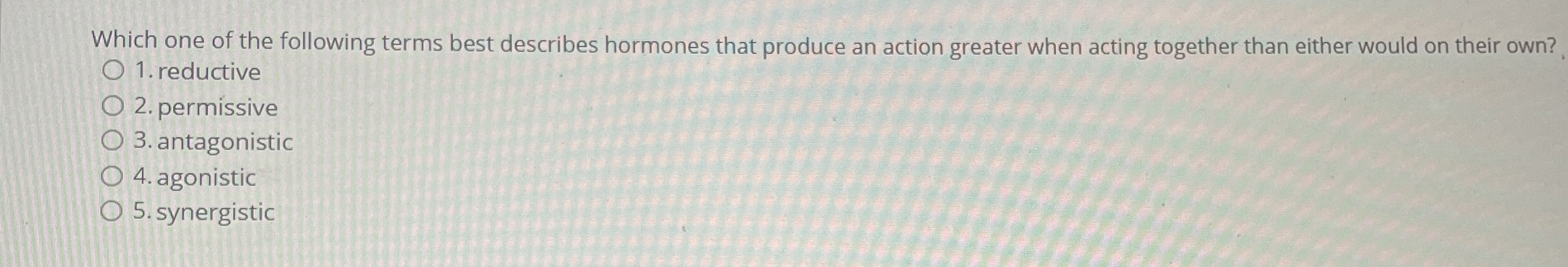 Solved Which one of the following terms best describes | Chegg.com