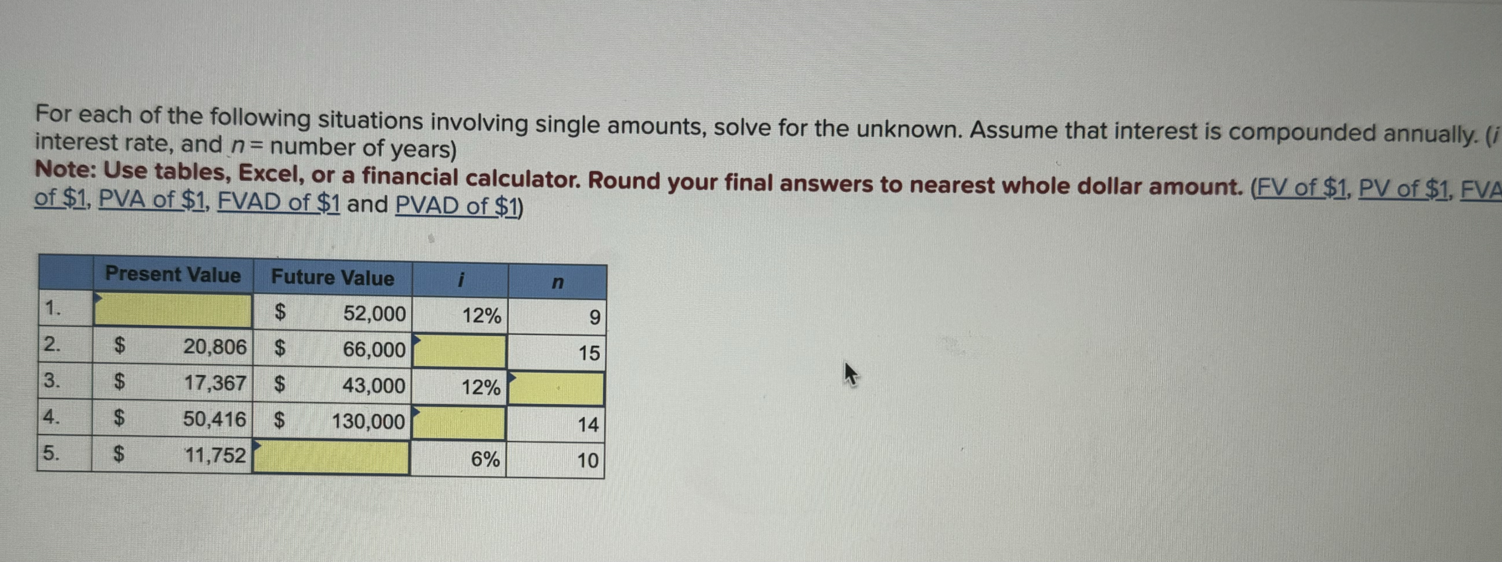 Solved For each of the following situations involving single | Chegg.com