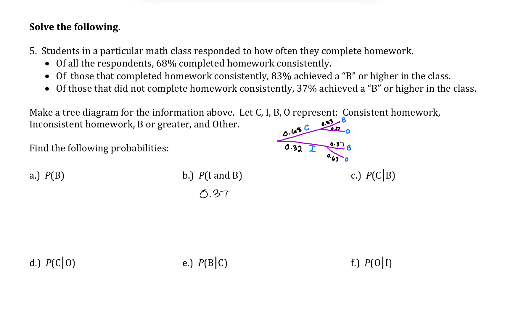 Solved Solve the following.5. ﻿Students in a particular math | Chegg.com