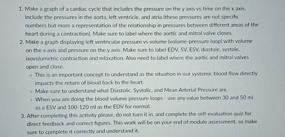 Solved Make a graph of a cardiac cycle that includes the | Chegg.com